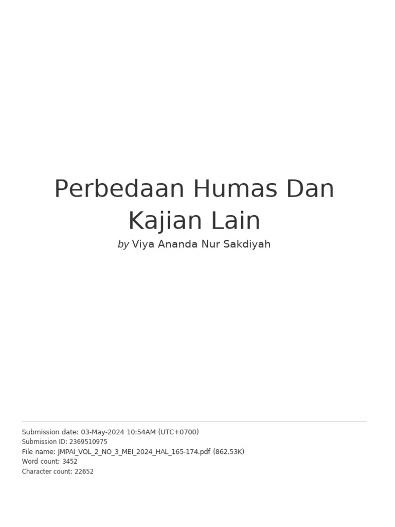 Perbedaan Humas Dan Kajian Lain | PDF