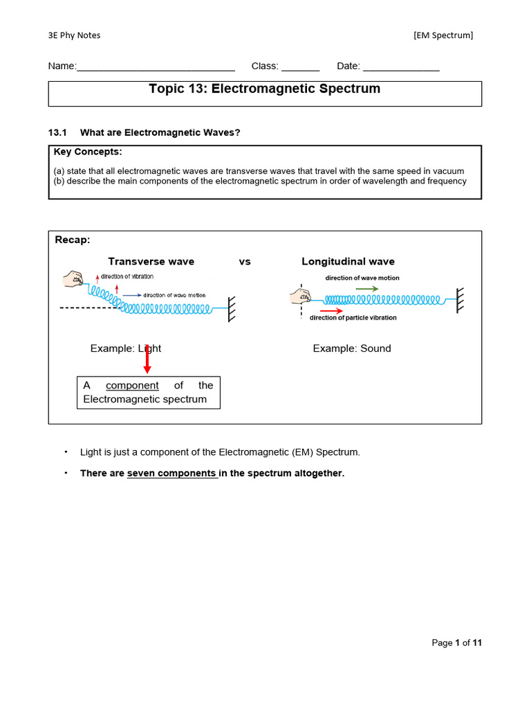 Ch 13 EM Spectrum Notes_2025 | PDF | Electromagnetic Radiation ...
