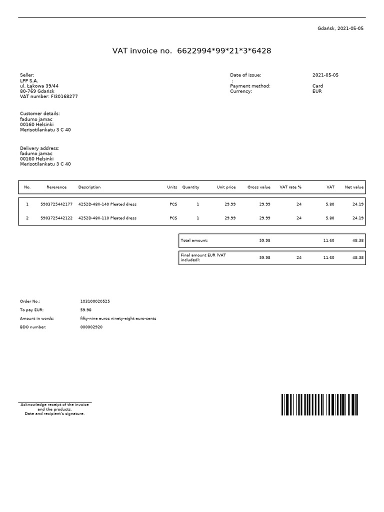 reserved_6622994_99_21_3_6428 2 | PDF | Euro | Receipt