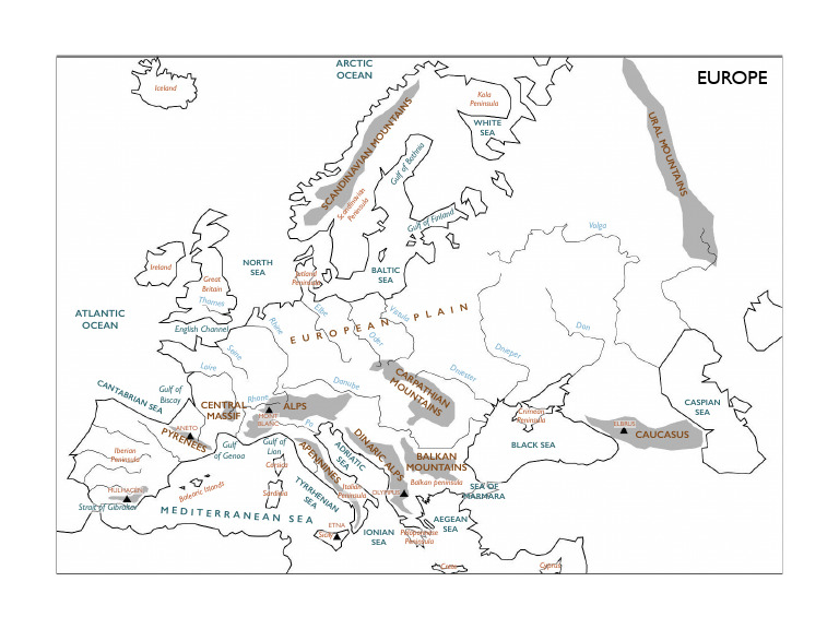 Major European Mountains and Seas | PDF