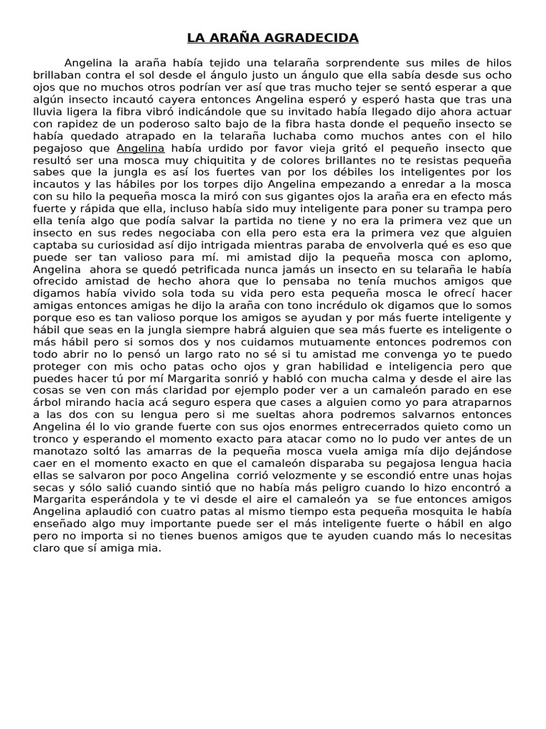 La Araña Agradecida | PDF | Telaraña