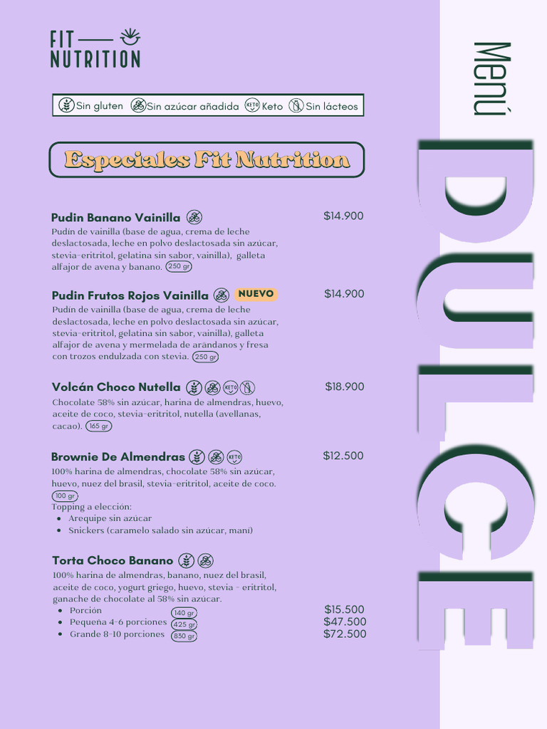 Menú Fit Nutrition PDF | PDF | Alimentos