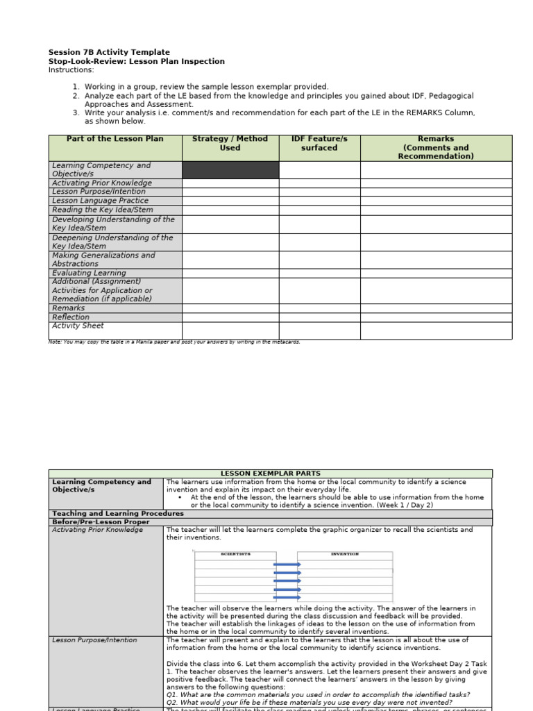 Science 4 - Session 7B Activity Template | PDF | Telephone | Learning