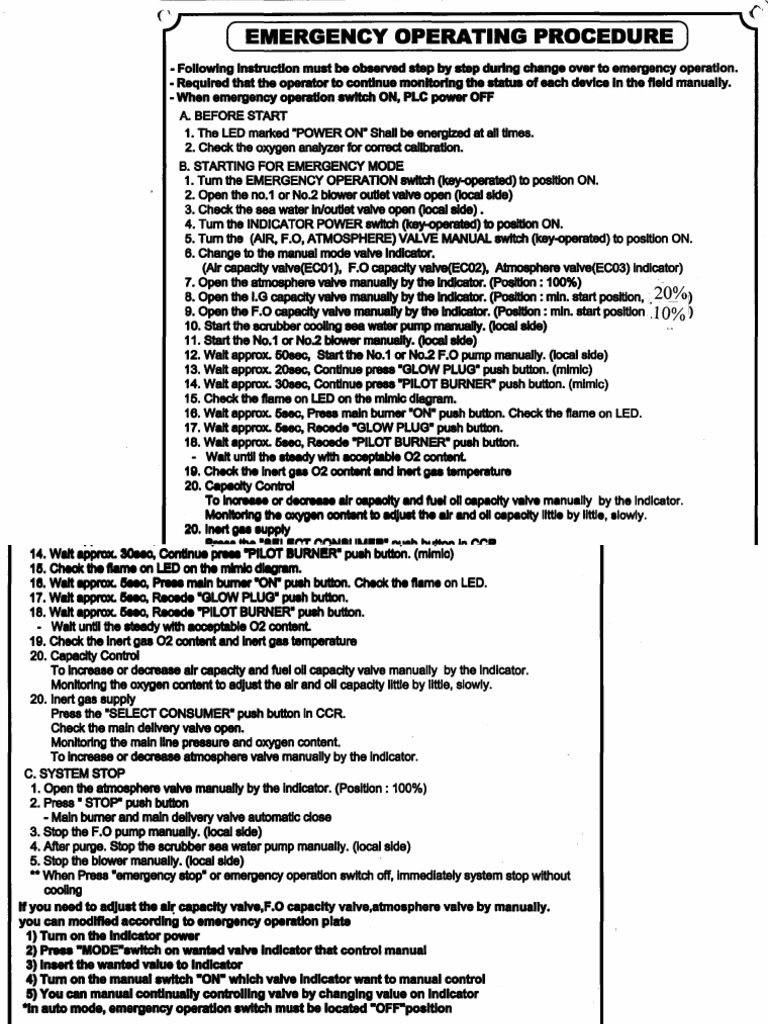 Ig Emergency Operating Procedure | PDF | Manufactured Goods | Gases