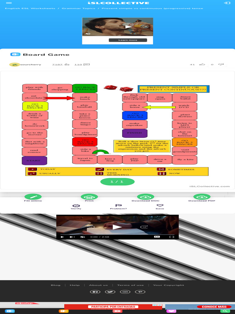 Board Game English ESL Worksheets | PDF