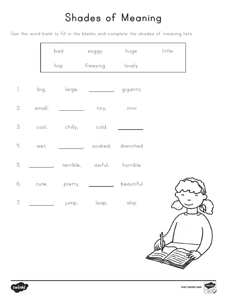 Us L 136 Shades of Meaning Fill in The Blank Activity Sheet - Ver - 1 | PDF