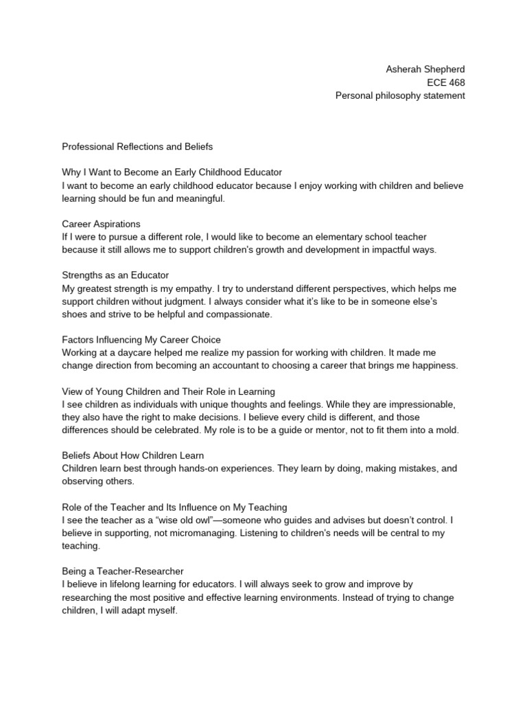 Personal Philosophy Statement | PDF | Learning | Behavior Modification