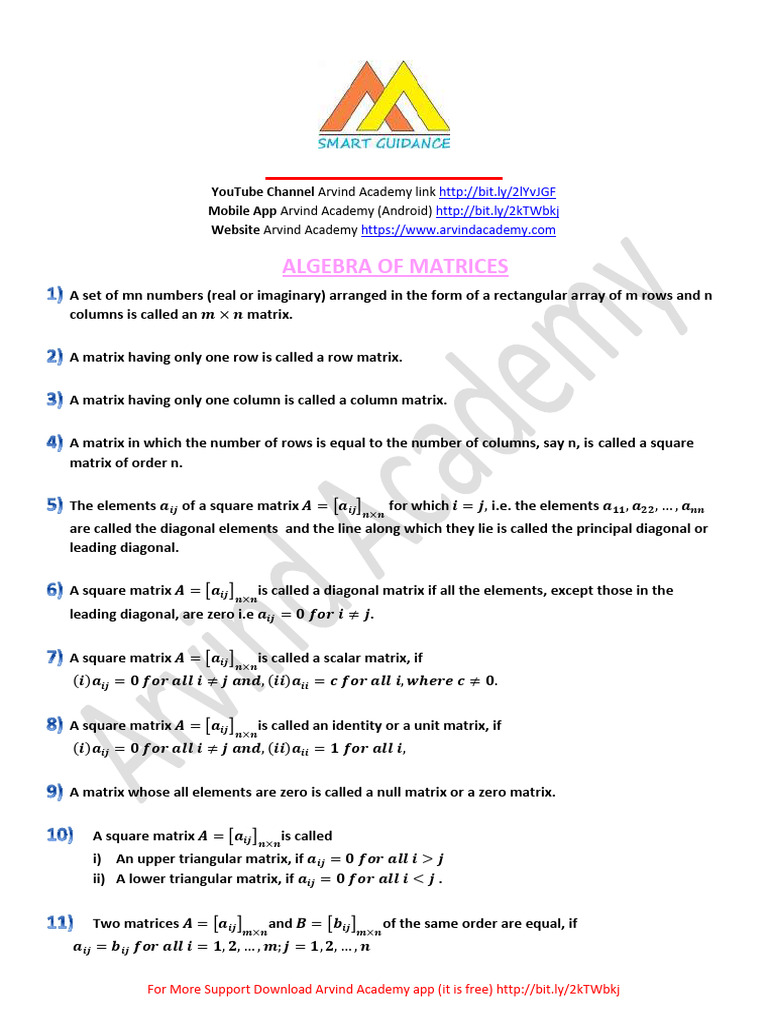 Chap 03 Algebra of Matrices - Grdsfxsbbnqxkmsi9qrv | PDF | Matrix (Mathematics) | Mathematics