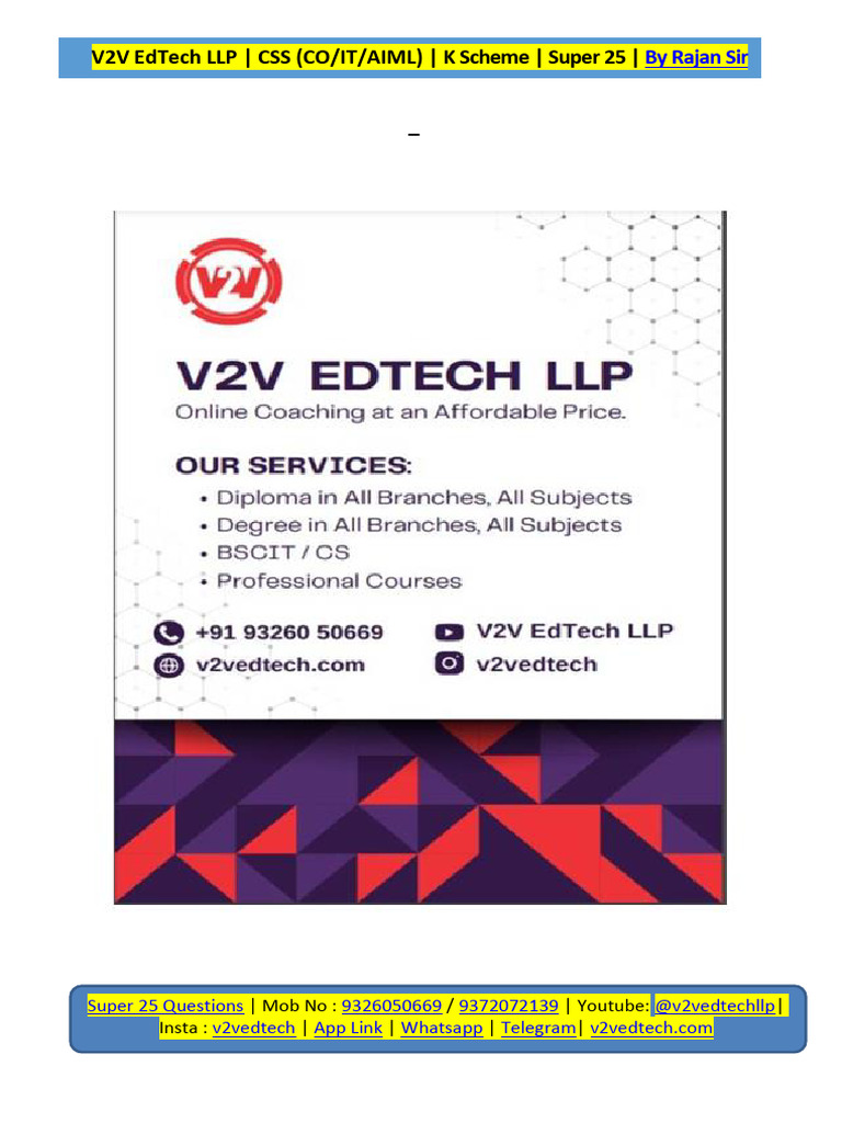 V2v Css Super 25 Qanda By Rajan Sir Pdf Java Script Computer