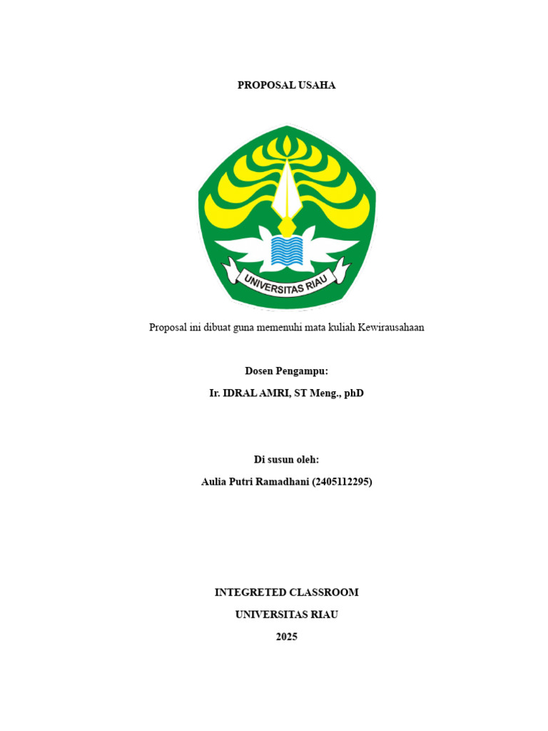 Proposal Usaha Kuliner Bakwan Kentang | PDF