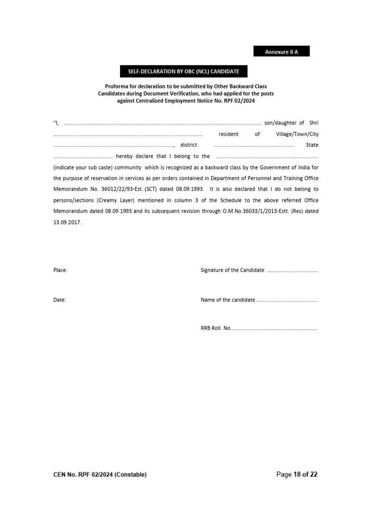 Self Declaration | PDF