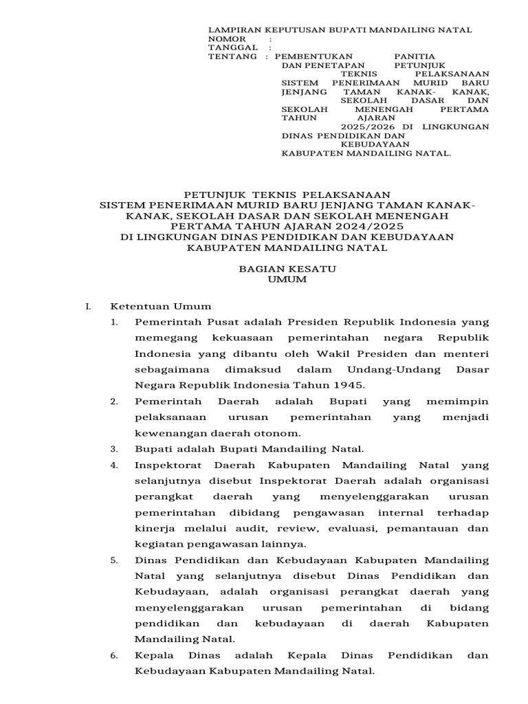 Draft Pedoman SPMB KAB MADINA TA 2025-2026 | PDF