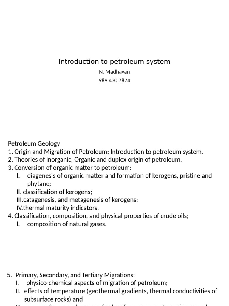 2024 13 Introduction To Petroleum System | PDF | Petroleum Reservoir | Petroleum