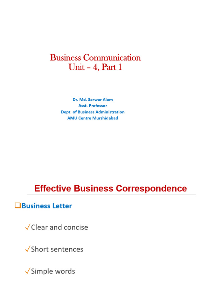Business Communication Unit 4 Part 1 | PDF