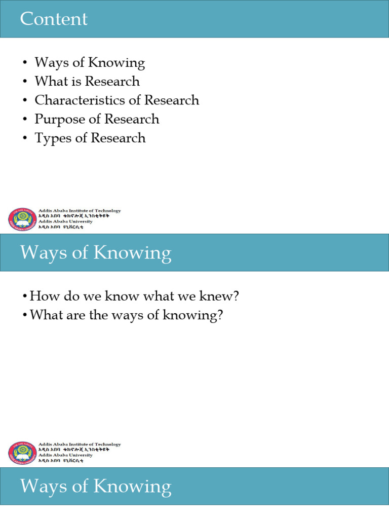 Understanding Research and Ways of Knowing | PDF | Scientific Method ...