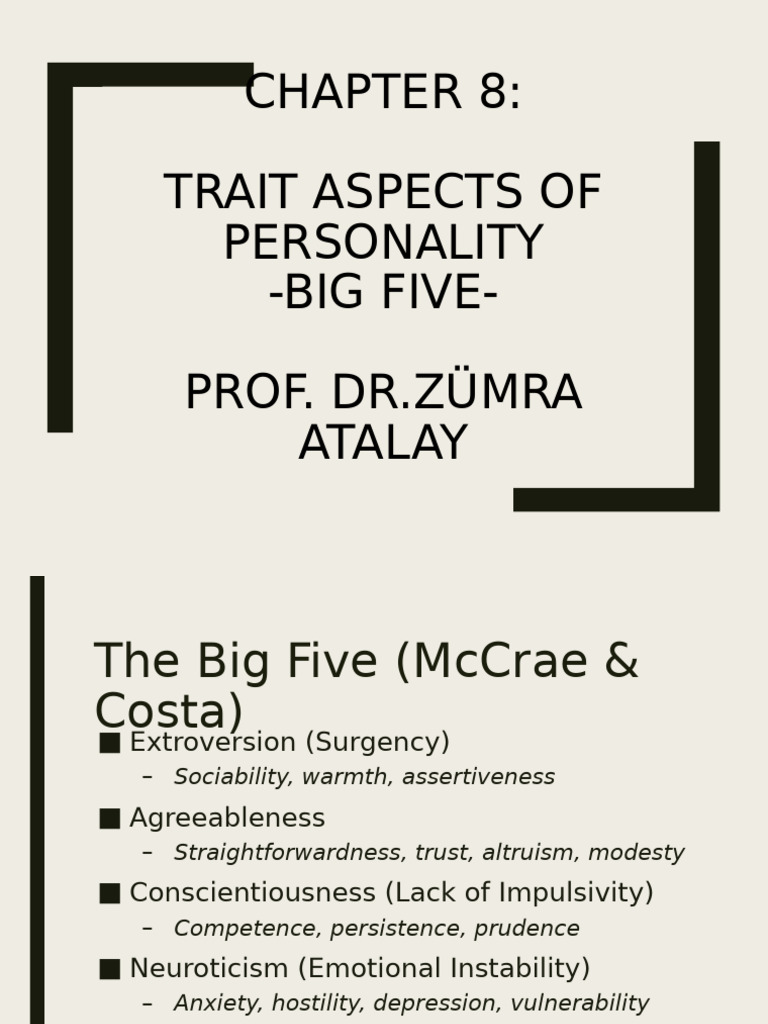Big Five - Traits Aspects of Personality (Big Five Only) | PDF | Human ...