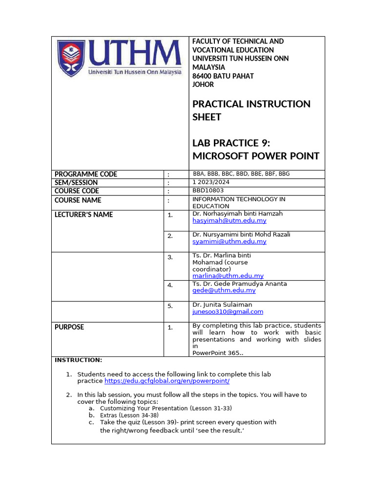 Lab 9: Microsoft PowerPoint Practice | PDF | Microsoft Excel | Icon ...