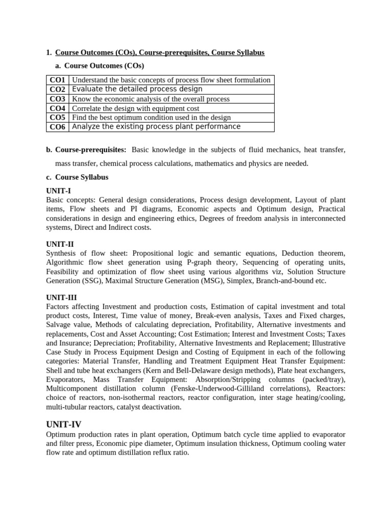 Course Handout Plant Design & Economics | PDF | Mathematical ...