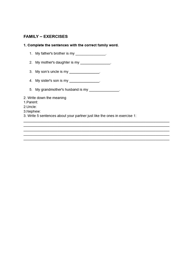 Family - Exercises | PDF