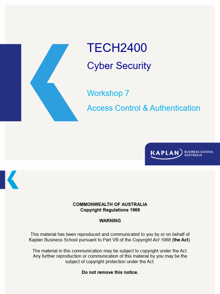 TECH2400 Week 07 Workshop | PDF | Computer Access Control | Authentication