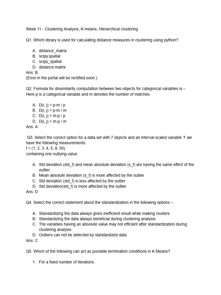 Week 11 - Clustering Analysis, K-means, Hierarchical clustering.docx (1) | PDF | Outlier ...