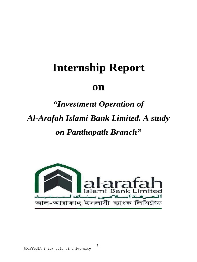 Internship Report On Investment Operatio | PDF | Banks | Islamic ...
