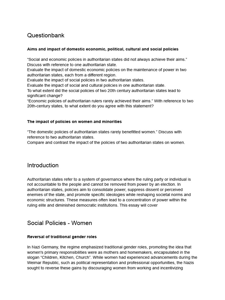 Impact of Policies in Authoritarian States | PDF | Authoritarianism ...