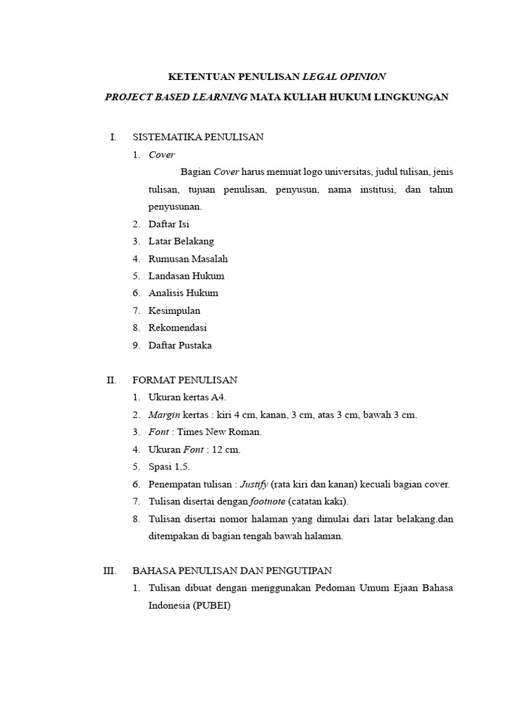 Format dan Cara Menulis Legal Opinion | PDF