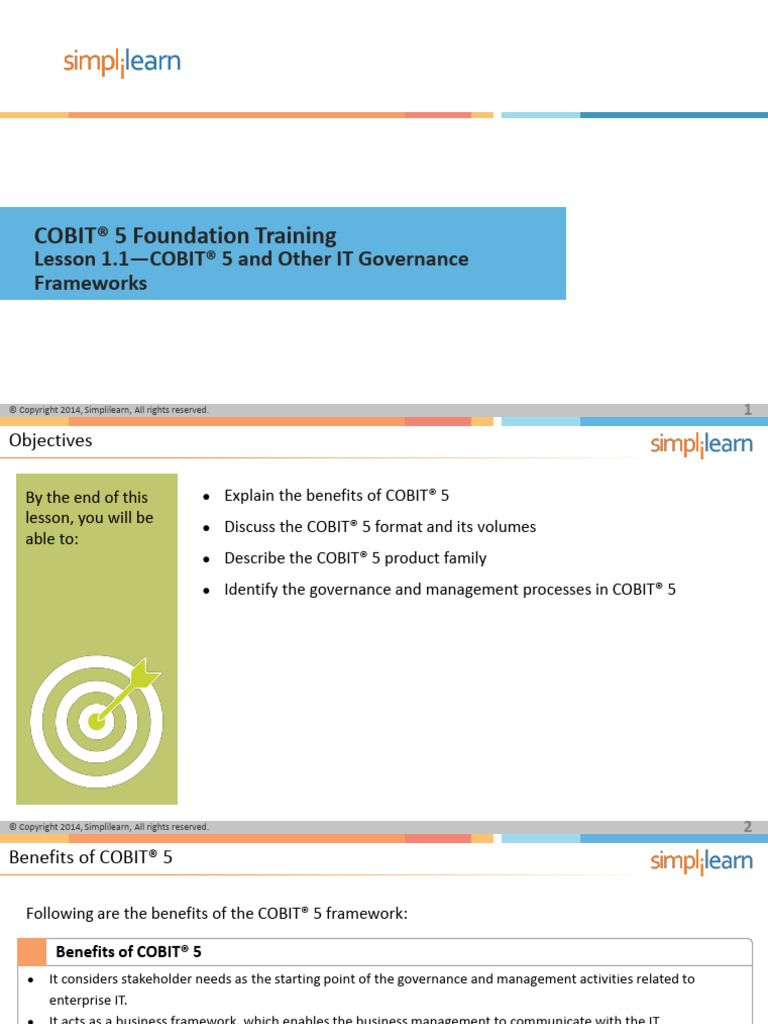 Lesson - 1.1 - COBIT - 5 - and - Other - IT - Governance - Frameworks - V2 | PDF | Cobit ...