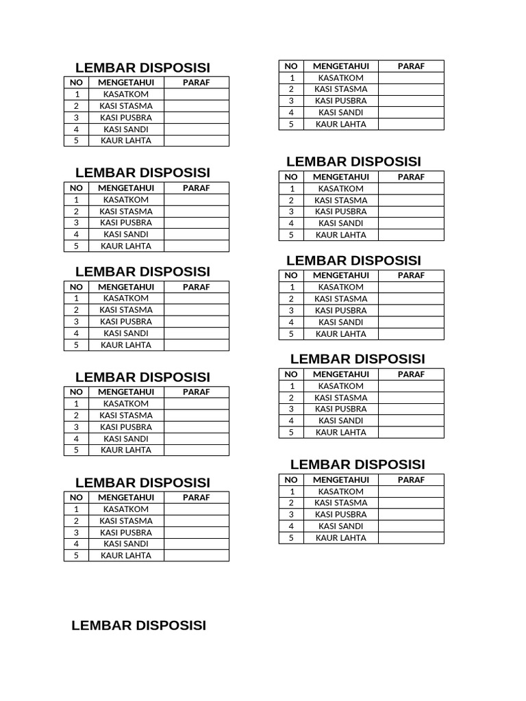 Lembar Disposisi dan Paraf Pejabat | PDF