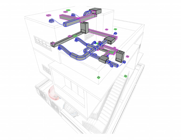 3d View of Hvac Layout of The Building | PDF