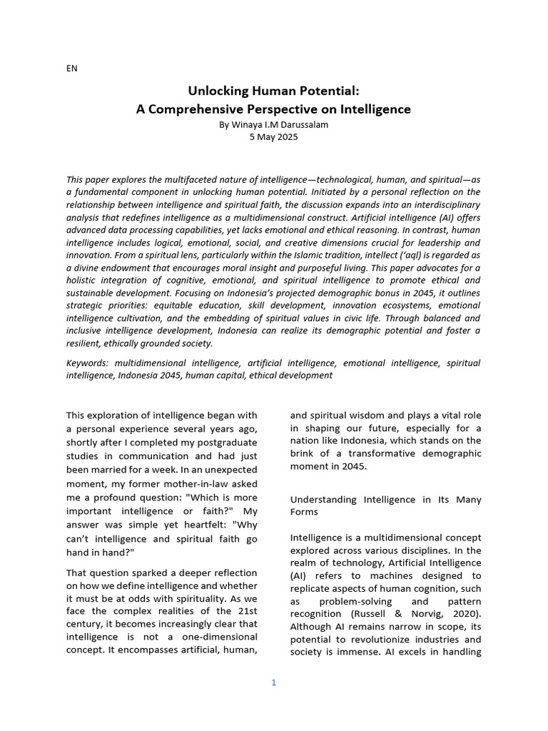 Unlocking Human Potential: A Comprehensive Perspective on Intelligence ...