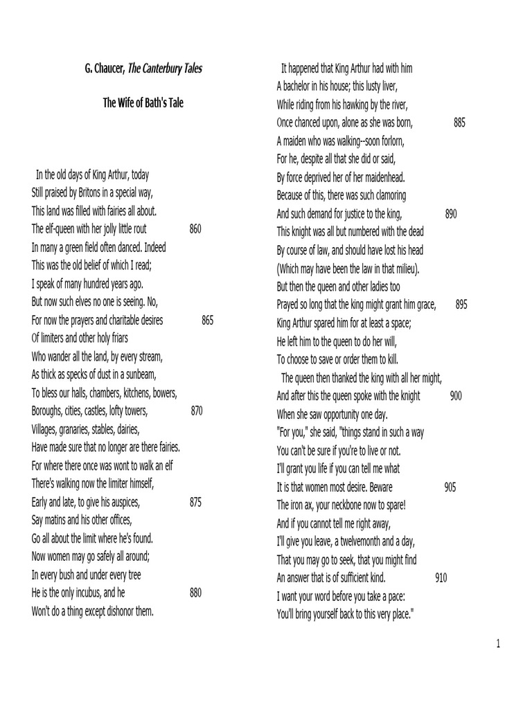 Chaucer - The Wife of Baths Tale | PDF