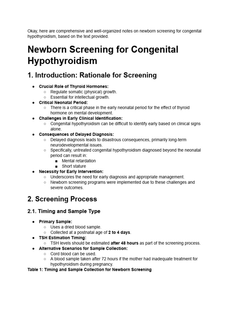 Newborn Screening in Thyroid | PDF | Hypothyroidism | Thyroid ...