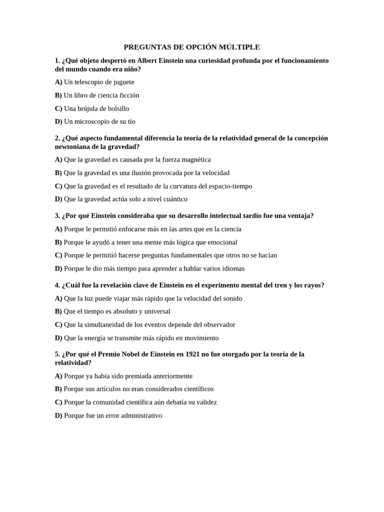 Preguntas de Opción Múltiple | PDF