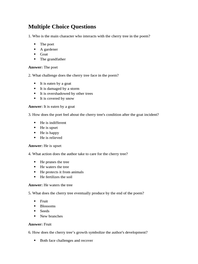Multiple Choice Questions: Answer | PDF