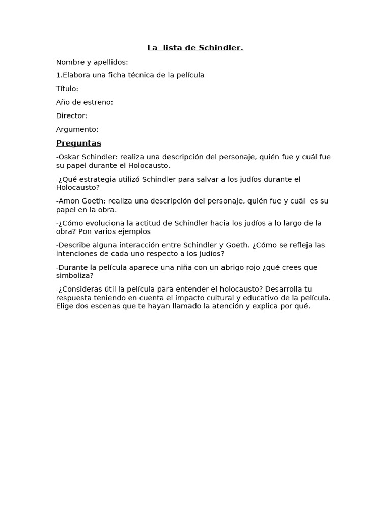 Lista de Schindler | PDF