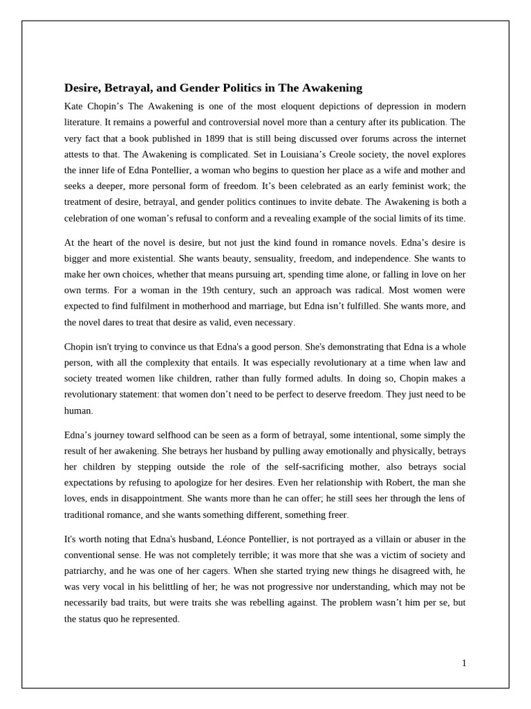 Desire and Betrayal in The Awakening | PDF | The Awakening (Chopin Novel)