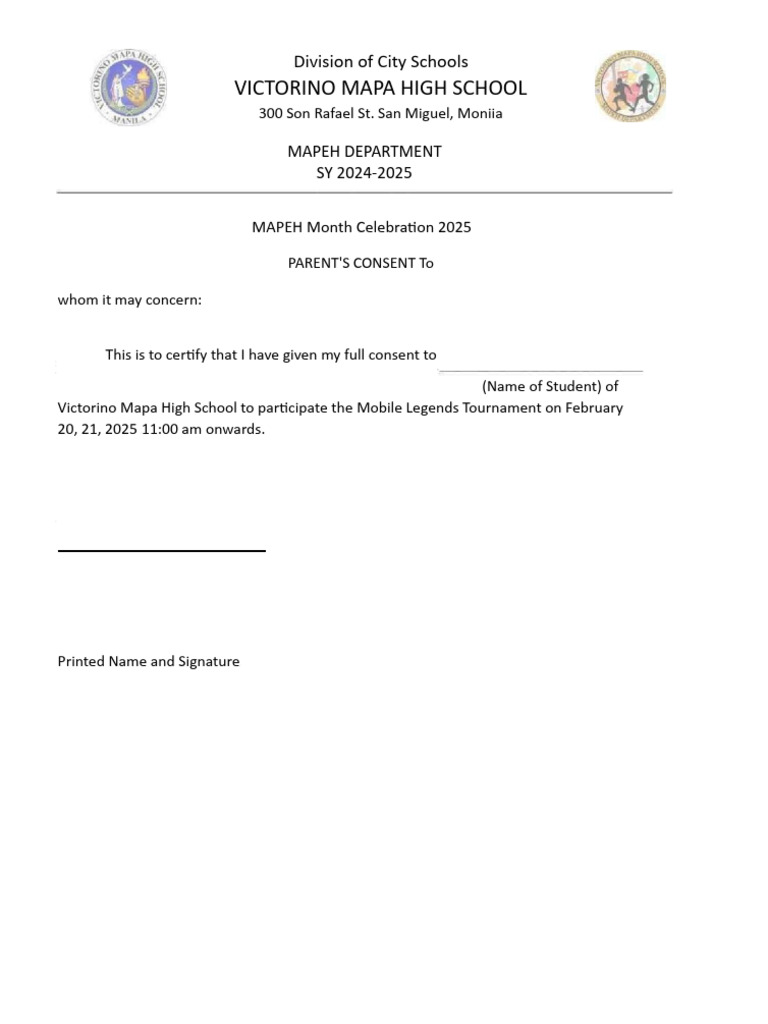 Victorino Mapa High School: Division of City Schools | PDF