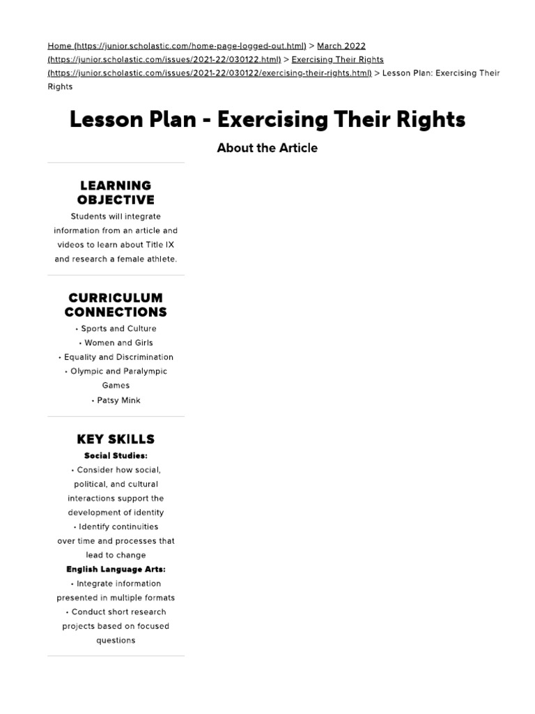 Lesson Plan: Exercising Their Rights | PDF