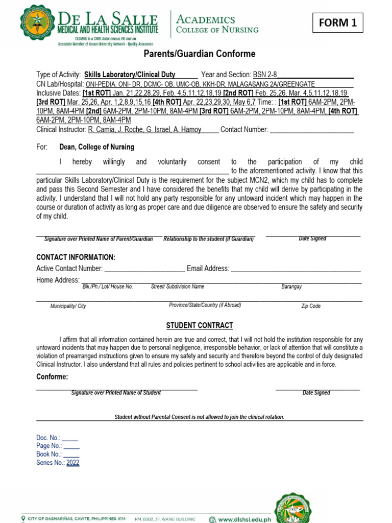 FORM 1 Clinical Duty Conforme 2nd SEM | PDF
