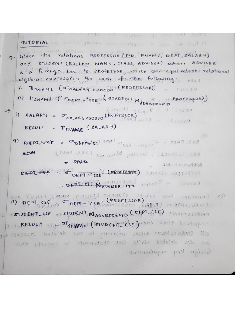 Relational Algebra Tutorial - 1 | PDF