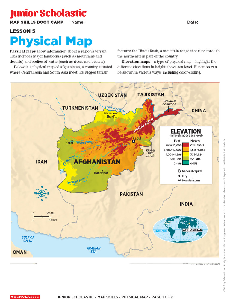 JSC MapSkills Lesson05 PhysicalMap | PDF | Afghanistan | Earth Sciences