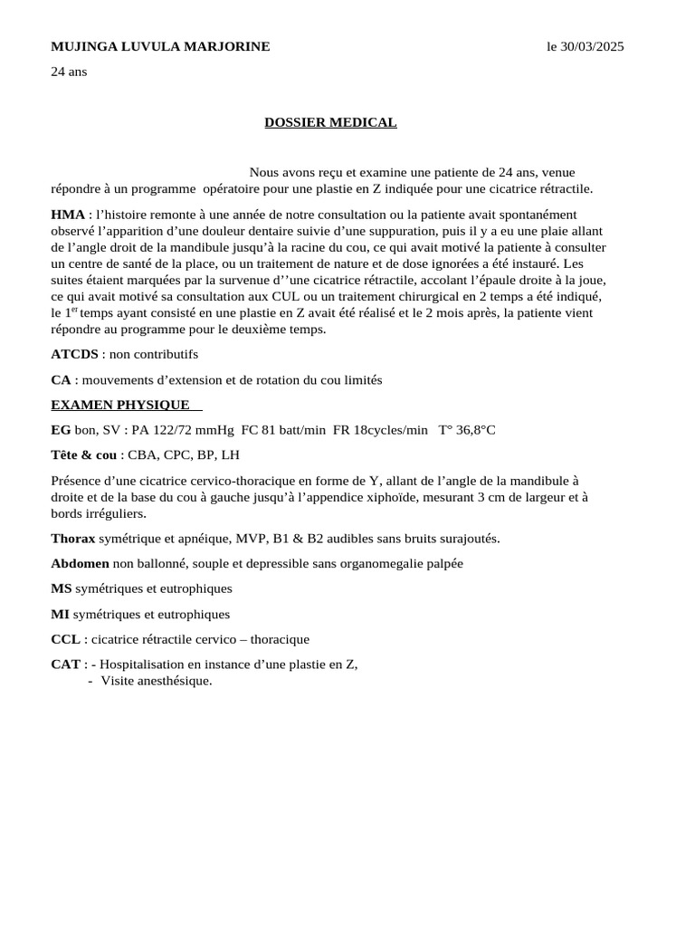 Plastie en Z pour cicatrice rétractile | PDF