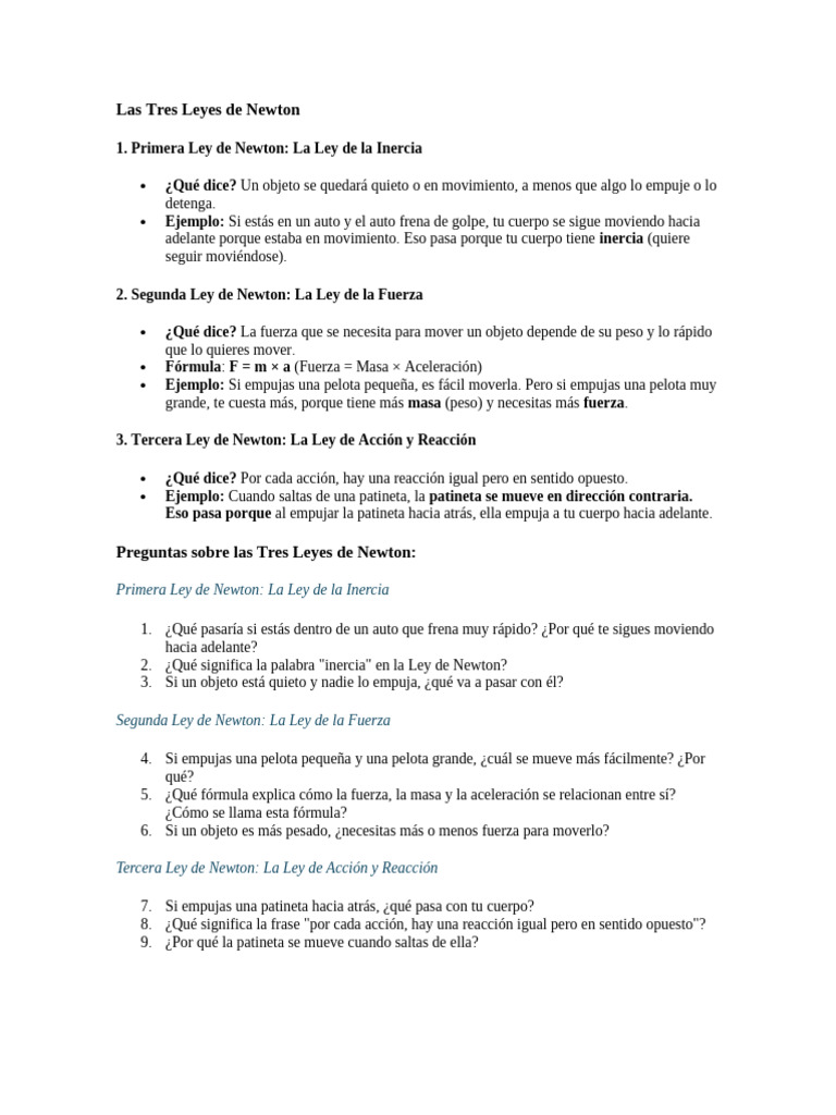Las Tres Leyes de Newton | PDF