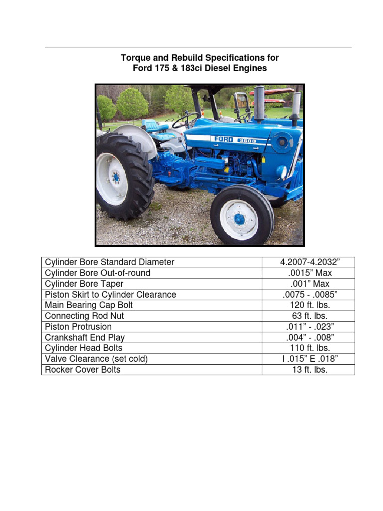 Ford 175 & 183ci Diesel Engine Specs | PDF
