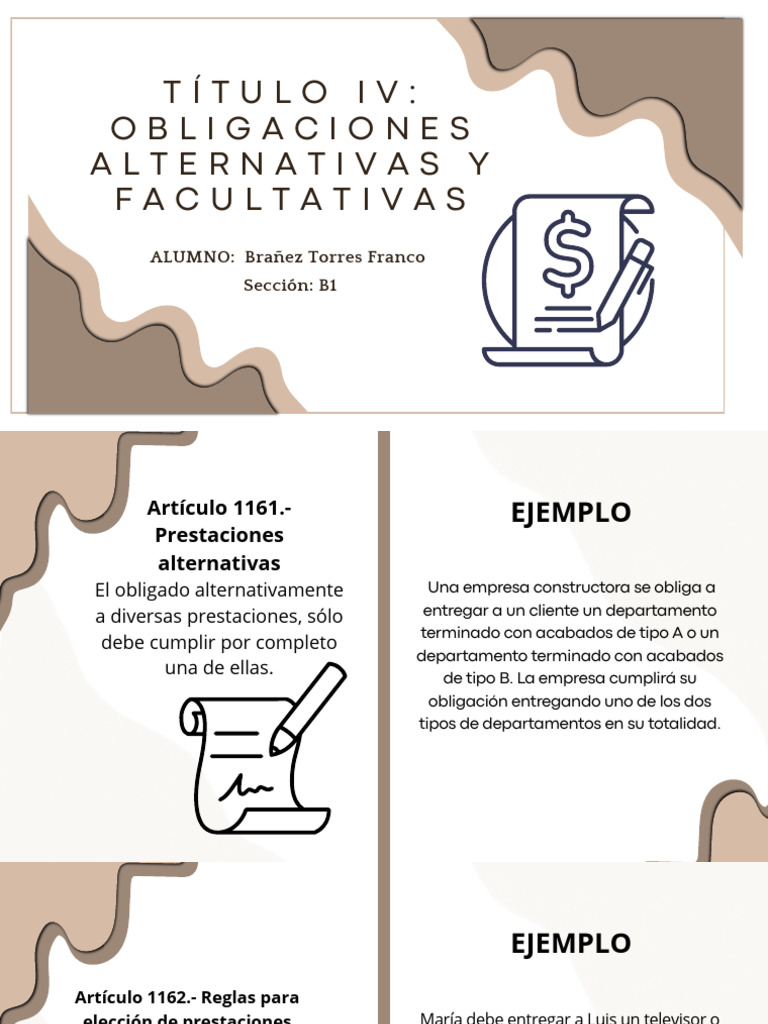 Título IV Obligaciones Alternativas y Facultativas | PDF | Daños y ...