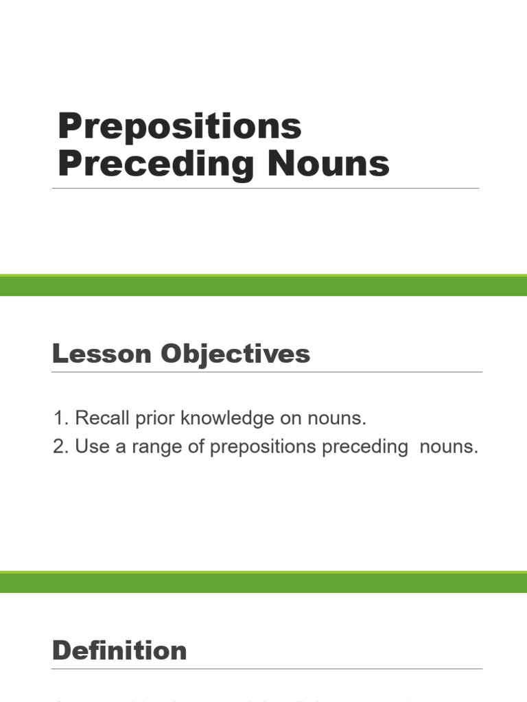 Prepositions Before Nouns Explained | PDF | Noun | Languages