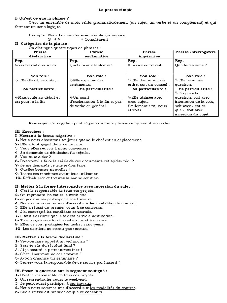 Types et structures de phrases en français | PDF | Phrase | Syntaxe