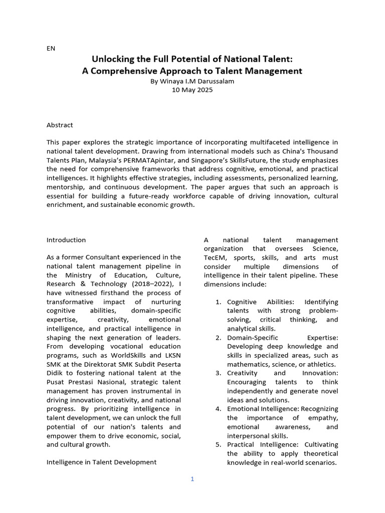 Unlocking The Full Potential of National Talent: A Comprehensive ...
